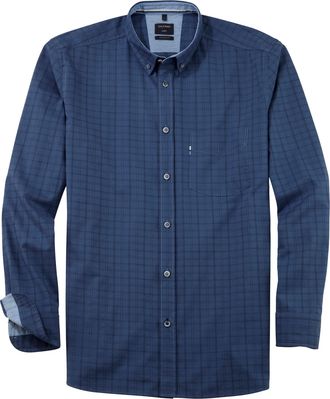 Olymp Herren Oberhemd Langarm Casual,Gitter Karo,059 Casual 22,04 Button-Down-Kragen,Marine 18,XXL