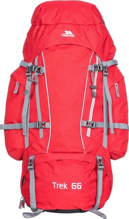 Trespass Trek 66, Red Tone, Rucksack 66 Liter mit eingebauter Regenh&uuml;lle, Rot