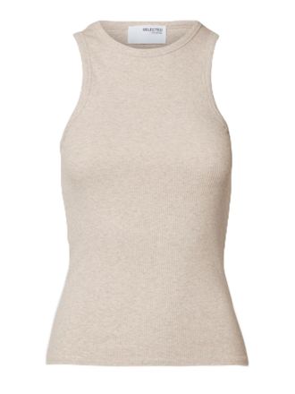 Selected Damen Slfanna O-Neck Noos Tanktop, Oatmeal/Detail:Melange, S EU