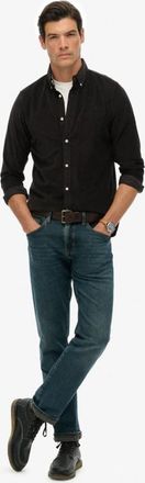 Superdry Chemise classique en velours &agrave; fines c&ocirc;tes - Noir m&eacute;t&eacute;orite