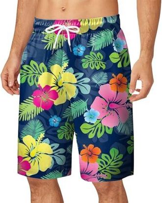 Generic Short de plage pour homme - Paysage d&eacute;t&eacute; insolite - Impression num&eacute;rique avec taille &eacute;lastique - Style d&eacute;contract&eacute; - Tendance - Pour les vacances, noi