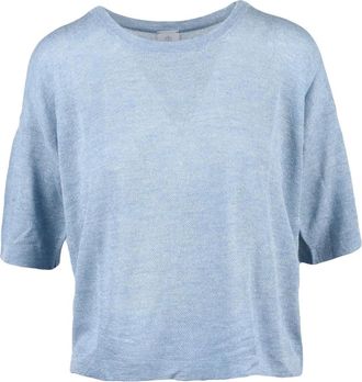 Eleventy Femme, Pulls, Bleu, Taille: 40 FR Maglia Corta Girocollo