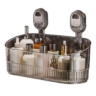Generico Badezimmerregal mit Saugbecher, stabile Aufbewahrung ohne Bohren | Praktischer Organizer f&uuml;r Shampoo, Conditioner, Duschgel, Lotion, Zahnpasta, Seifen