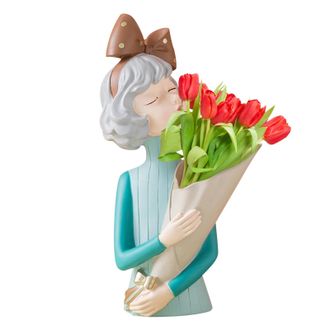 Generic Vase f&uuml;r M&auml;dchenstatue - Skulptur mit Blumenm&auml;dchen, eleganter Pflanzgef&auml;&szlig; aus Kunstharz | Design Einer k&uuml;nstlerischen B&uuml;rofigur, &auml;sthetischer des Sch