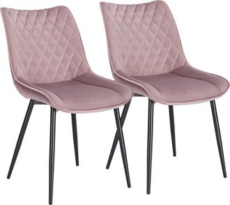 Woltu Esszimmerstühle 2er Set, Küchenstühle, Wohnzimmerstühle, Polsterstühle mit Rückenlehne, für Esszimmer, Küche, Wohnzimmer, Büro, Sitzfläche aus Samt, M