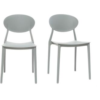 Miliboo Miliboo - Chaises design empilables gris clair int&eacute;rieur - ext&eacute;rieur (lot de 2) anna