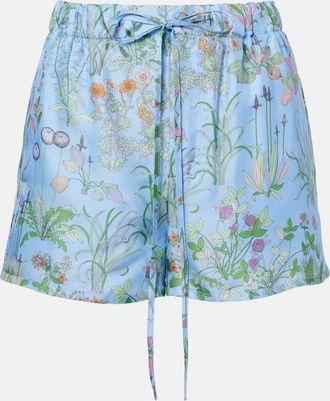 Gucci Short en satin de soie &agrave; fleurs