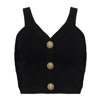Balmain Femme, Tops, Noir, Taille: 40 FR Top court &eacute;paules d&eacute;nud&eacute;es
