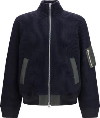 sacai Rippstrick-Blouson - - Knitwear - Herren - Blau - L