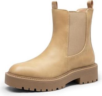 Dream Pairs Bottes Femme Chelsea Confortables à Talon Bas Chaussures à Enfiler Style Classique Bottines à Cheville pour Automne Hiver,Size 40,Nu-Nubuck,SDAB2412W