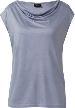 s.Oliver Kurzarmshirt T-Shirt Viskose-Top mit Wasserfall-Ausschnitt