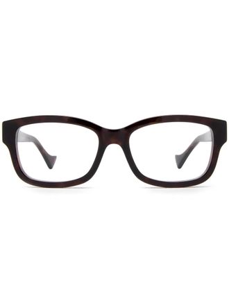 Gucci lunettes de vue à monture rectangulaire - Marron