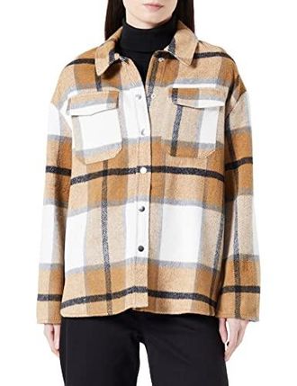 Only ONLMACI L/S Check Shacket CC PNT Veste Chemise, Danseuse Nuage/Carreaux : Tamia/Noir, M Femme