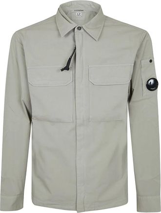 C.P. Company C.p. Company, Homme, Vestes, Gris, Taille: L Gabardine Zipped Lens Overshirt