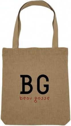 Fabulous Sac Shopping Tote Bag Aspect Lin - BG (Beau Gosse) Expression Beaut&eacute; Homme - Sac de Courses Toile Epaisse 360g Beige Naturel Cabas Port&eacute; Epaule Solide