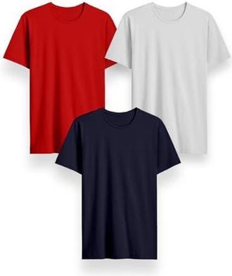 Generico T-shirt Easy Fit, Lot de 5 T-shirts pour homme, Manches courtes, 100% Coton, coupe r&eacute;guli&egrave;re, Unisexe, D&eacute;contract&eacute; - Gym - Sportif - Urbain, Small