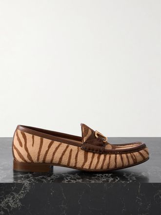 Valentino Garavani Vlogo Signature 20 Loafers Aus Kalbshaar Mit Zebraprint Und Lederbesätzen - Braun