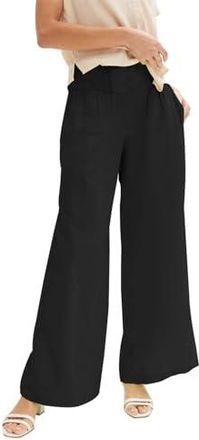 Generic Pantalon Femme Grande Taille Large en Lin Printemps et &eacute;t&eacute; d&eacute;contract&eacute; Jambe Large Coton et Lin Pantalon Ample Femmes Vetement &eacute;t&eacute;
