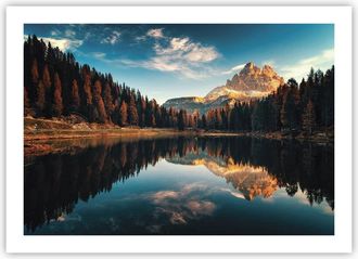 Arttor Wandposter Art Prints 70x50cm Poster ohne Rahmen Spiegelung See Landschaft Küche Wanddeko Bild Wand Kunstdruck Deko Wandbilder Dekoration Wohnzimmer S