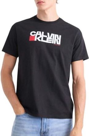 Calvin Klein T-Shirt Manches Courtes Homme Redbox Graphic Tee avec Logo, Noir (Black), XL
