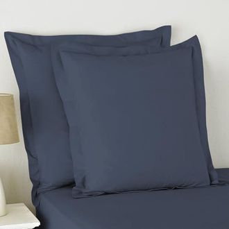Pizuna Coton Set de 2 Taies doreiller 65x65 cm Bleu foncé, 100% Coton Longue durée en Percale Taies doreiller en Coton 65x65 avec Rabat de 20cm (taies doreil