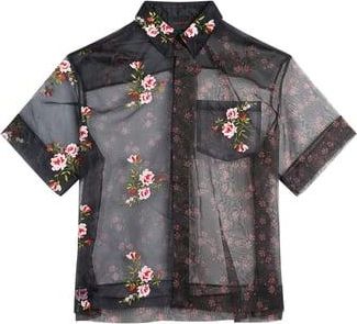 Simone Rocha Chemise carr&eacute;e &agrave; patchwork transparent