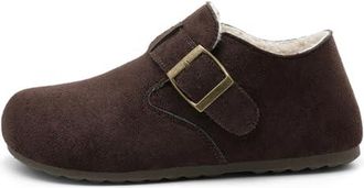 Generic Chaussons Femme Hiver Doux en Daim Confortable Mousse M&eacute;moire Large Pied Nu Slip-on Mules avec Bride R&eacute;glable, Chaudes Chaussons Patate pour Int&eacute;rieur