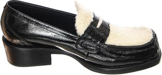 Jeffrey Campbell Femme, Chaussures, Noir, Taille: 40 EU Mocassins en cuir verni et peau lain&eacute;e