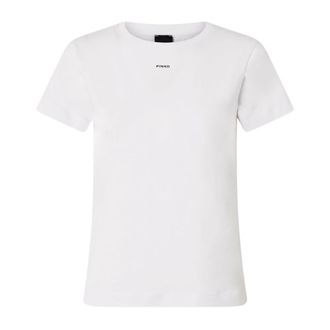 Pinko Basic Baumwoll-Jersey T-Shirt mit Logo - - Tops - Damen - Wei&szlig; - XL