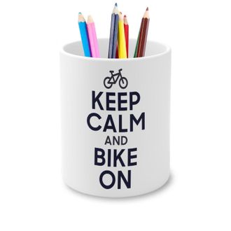 Fabulous Stifteköcher aus Keramik - Keep Calm and Bike On Parodie England Sport Fahrrad - 325 ml