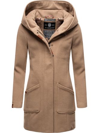 Marikoo Damen Mantel in Wollmantel-Optik warmer Trenchcoat mit Kapuze Maikoo Taupe Grey Gr. 3XL