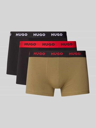 HUGO BOSS Trunks aus Baumwoll-Mix mit elastischem Label-Bund im 3er-Pack