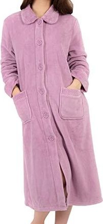 Slenderella Ladies Mini Waffle Button Robe HC4301 Heather Small