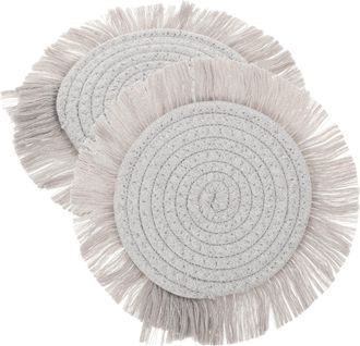 Garneck 2 Stück Teiliges Runde Gewebte Tischsets mit Fransen Hitzebeständige Waschbare Baumwoll Untersetzer rutschfest als Platzsparende Dekoration für Esszim