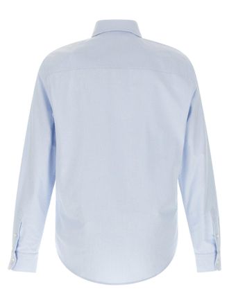 Ami Oxford Cotton with Logo Embroidery Shirt - Light Blue