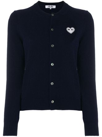 Comme Des Garçons Embroidered heart cardigan - Bleu