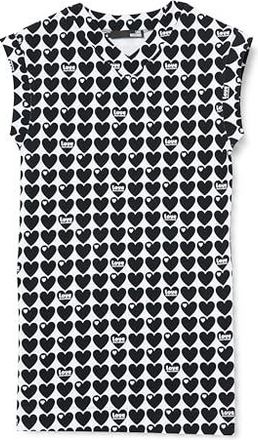 Love Moschino Robe Confortable à col en V à Manches Courtes, Bleu Fuchsia, 40 Femme