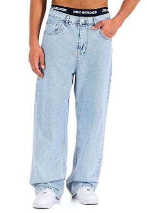Red Bridge by Denim House Jean &agrave; jambes larges Baggy Fit Denim Style 5 poches Jean ample confortable pour le streetwear et la vie quotidienne, bleu clair, 36W / 