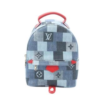 Louis Vuitton Pre-owned Palm Springs Backpack Mini Monogram Denim Leather Backpack - Femme - Pre-owned - Bleu - Taille: ONE Size