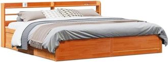 vidaXL Vidaxl - Cadre de lit et tête de lit cire marron 180x200 cm bois de pin