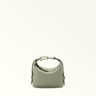 Furla Nuvola Mini-tasche L Agave B Gr&uuml;n Claris Lux-kalbsleder Mit Intarsie Damen