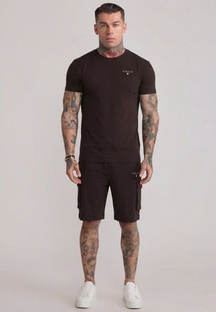 Siksilk Herren Braun T-Shirt und Shorts Set XXL