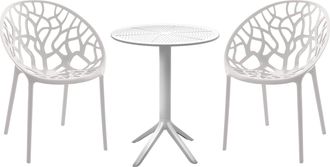 Clp Sitzgruppe Hoscana für den Garten | Wetterfestes Gartenmöbel-Set mit Tisch & stapelbaren Sessel | UV-beständig & pflegeleicht, Farbe:weiß