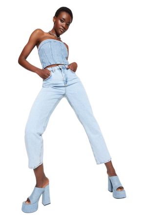 Trendyol Womens Light Blue High Waist Straight TWOSS23JE00089 Jeans, 38