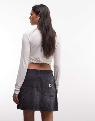 Carhartt Work in Progress Maeve - Minirock in Schwarz mit doppelter Stofflage, Kombiteil
