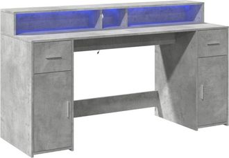 vidaXL LED-Schreibtisch Betongrau 160x55x91 cm Holzwerkstoff - Vidaxl