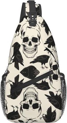 Generic R&eacute;glable Sacoche Homme Bandouliere Art gothique des cr&acirc;nes dHalloween Sac &agrave; Bandouli&egrave;re Mode Sac DEpaule pour &eacute;cole Homme Randonn&eacute;e