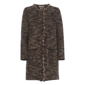 KANGRA Schwarzer Kaschmirwollmantel mit Lurex - - Coats - Damen - Schwarzk - L