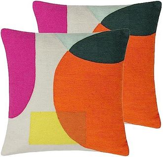 furn. Furn. Anjo Kissen, Bestickt, Polyester, gefüllt, 45 x 45 cm, Natur/Mehrfarbig, 2 Stück