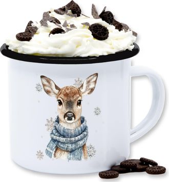 Shirtracer Emaille Tasse Blechtasse - Weihnachtstasse - Geschenk Weihnachten Reh Motiv Weihnachtsgeschenke Rehmotiv Geschenk Reh Weihnachtsgeschenke I Wintergesc